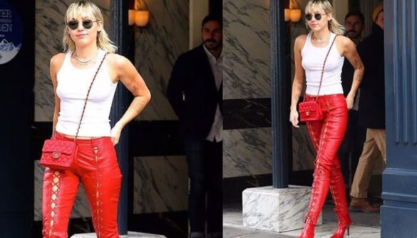 Miley Cyrus Spotted Wearing Lace up Pants - Demotix.com